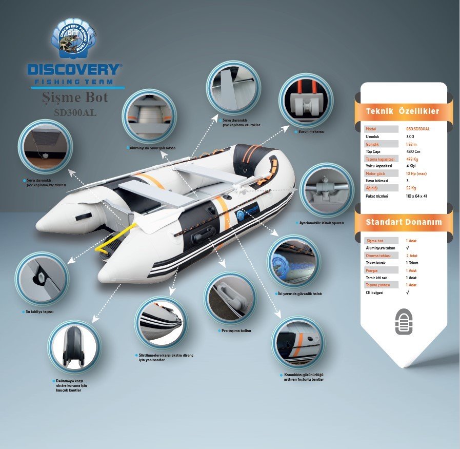 DFT Şişme Bot SD300AL 300cm Alüm Taban - Ankara Av Shop